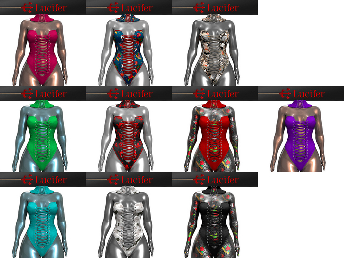 Second Life Marketplace Fatpack Waifu Collar Corset Outfit